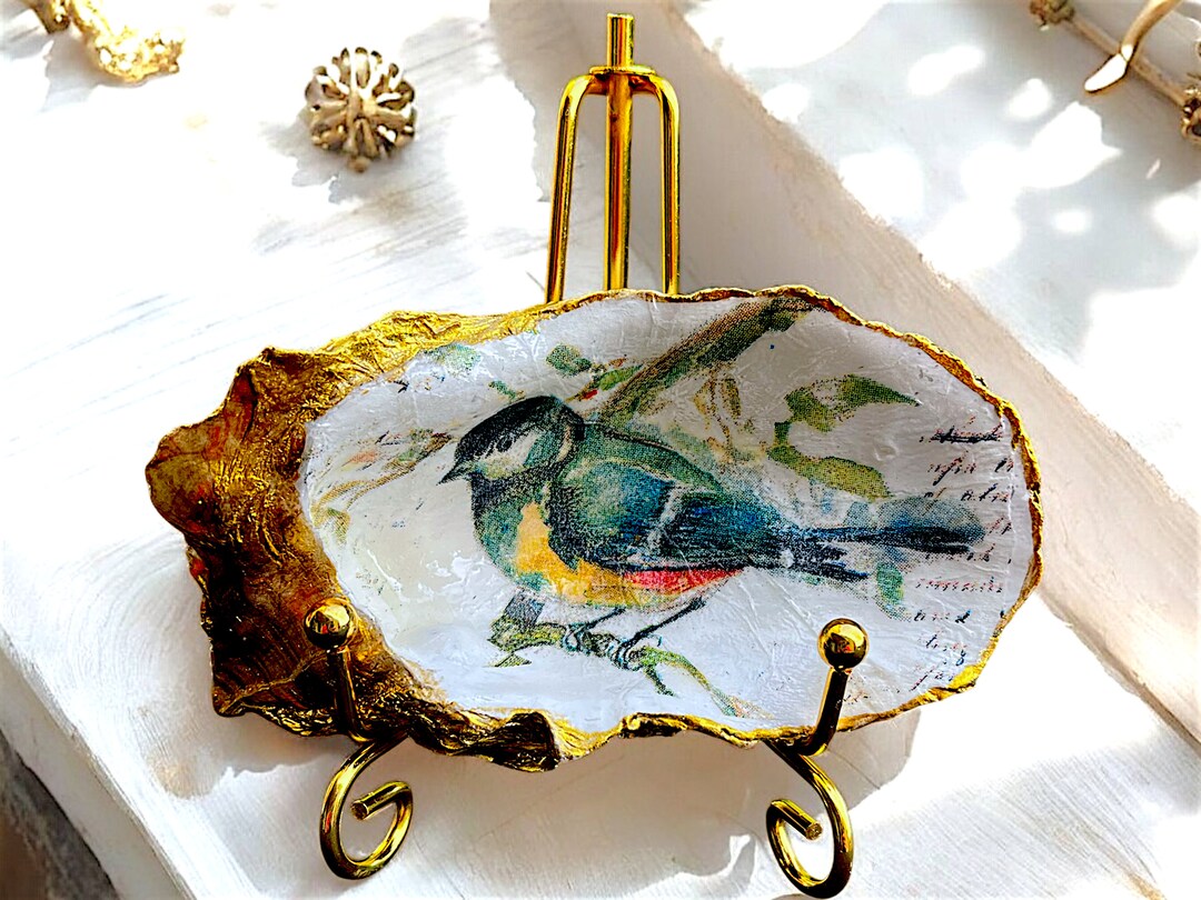 Unique Bluebird Oyster Shell Dish, Perfect for Rings and Trinkets, and ...