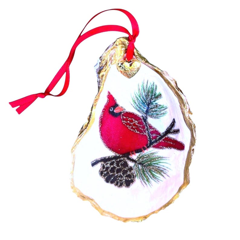 Red Cardinal Decoupage Oyster Shell - Etsy
