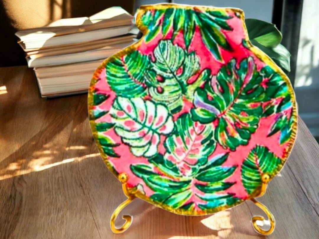 Monstera Leaf Decoupage Shell Trinket Tray: Coastal Home Accent - Etsy