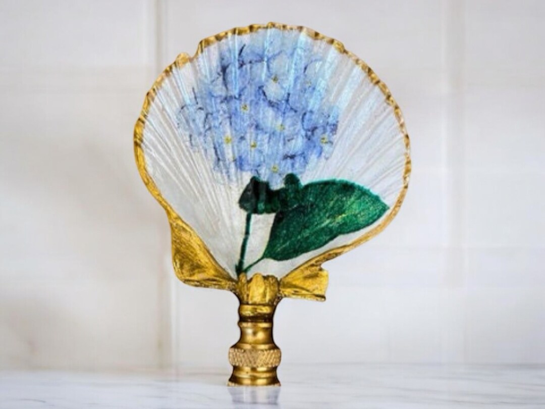 Scallop Shell Lamp Finials, Blue Hydrangea Pattern, Handmade. - Etsy