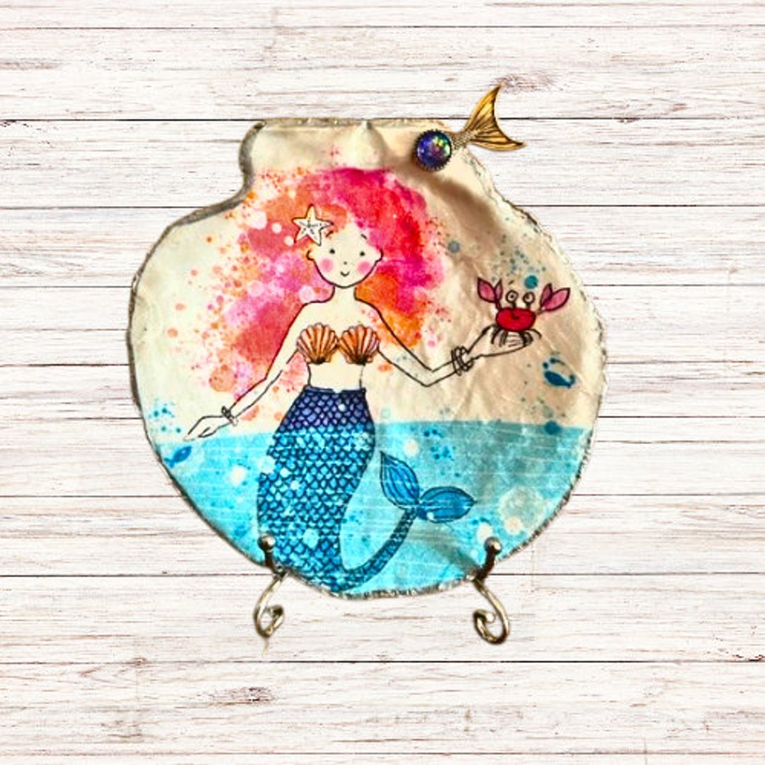 Mermaid Scallop Shell Decoupage Home and Coastal Decor - Etsy