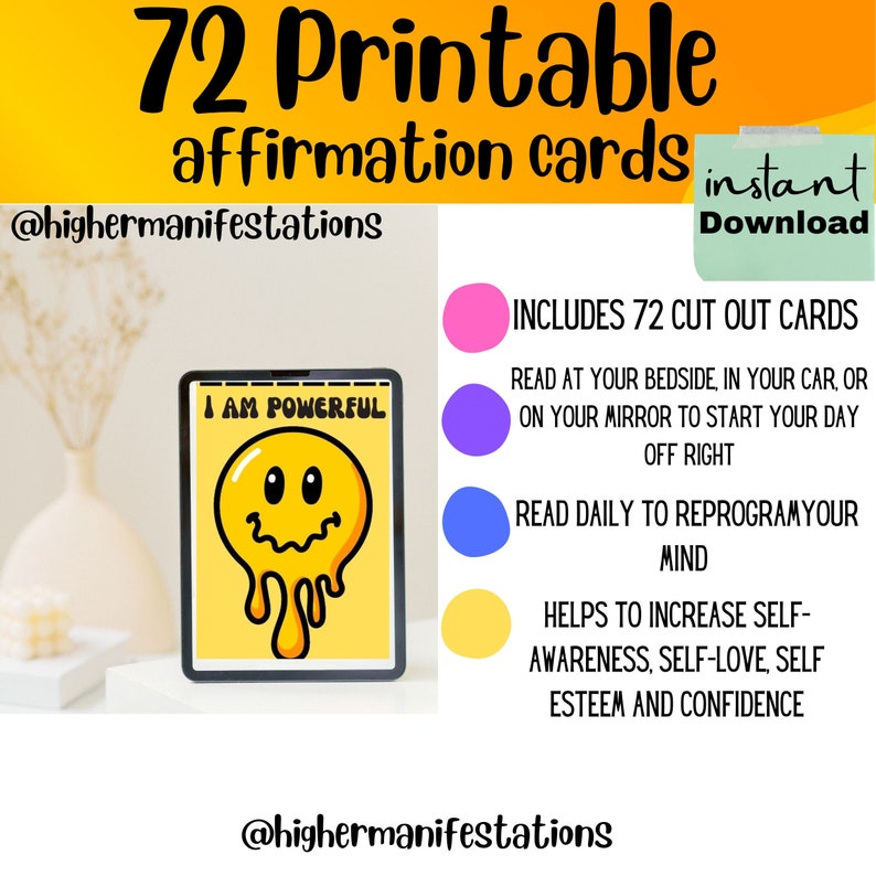 Printable Positive Affirmation Cards to Boost Self-confidence, Self ...