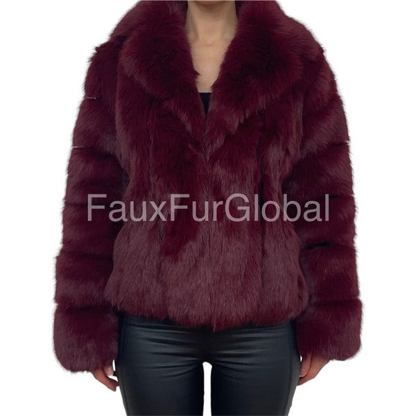 Burgundy Fur Coat Women - Etsy
