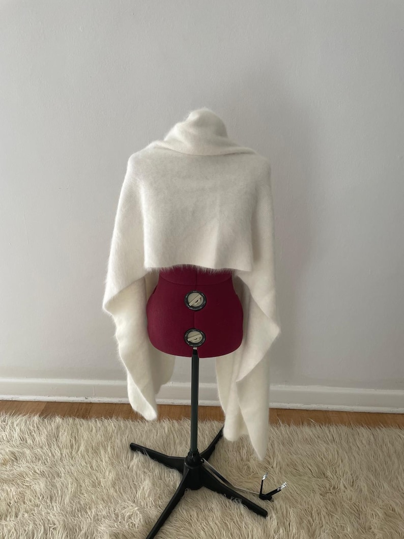 Snow White Natural Soft Fluffy Mink Cashmere Angora Winter Bridal Wrap ...