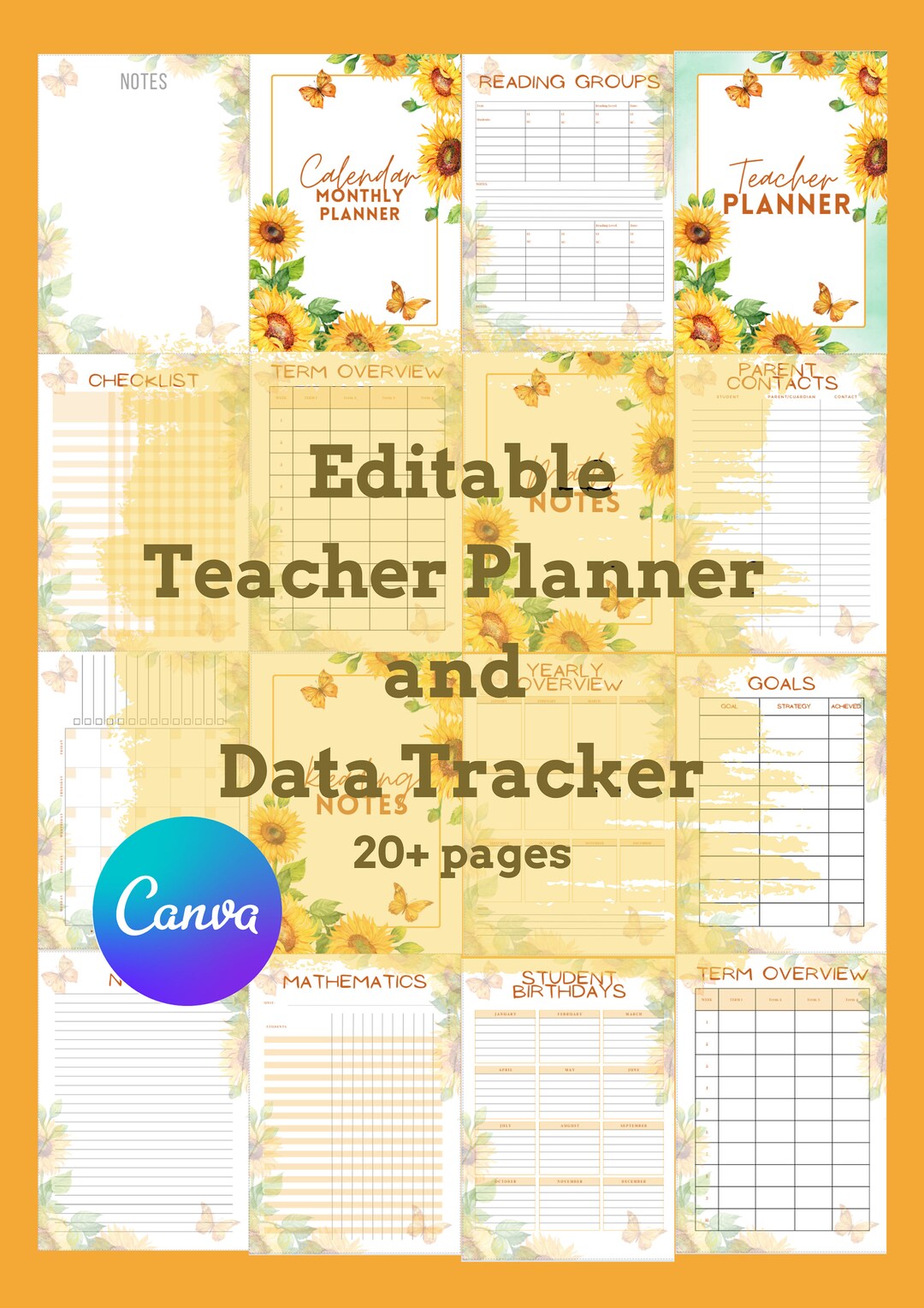 Editable Canva Teacher Monthly Planner: Includes Literacy and - Etsy