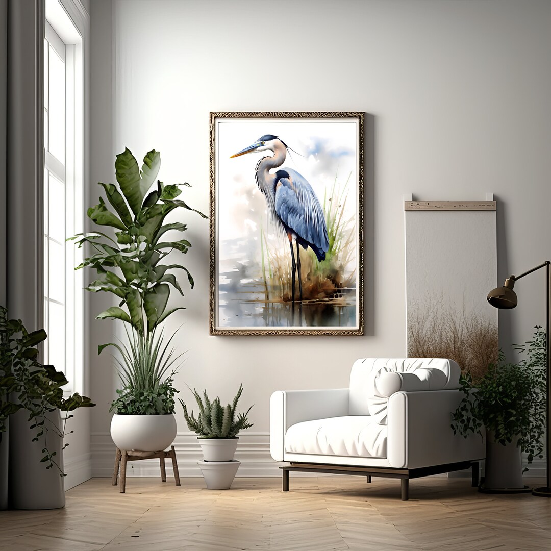 Watercolor Blue Heron Matte Print - Etsy