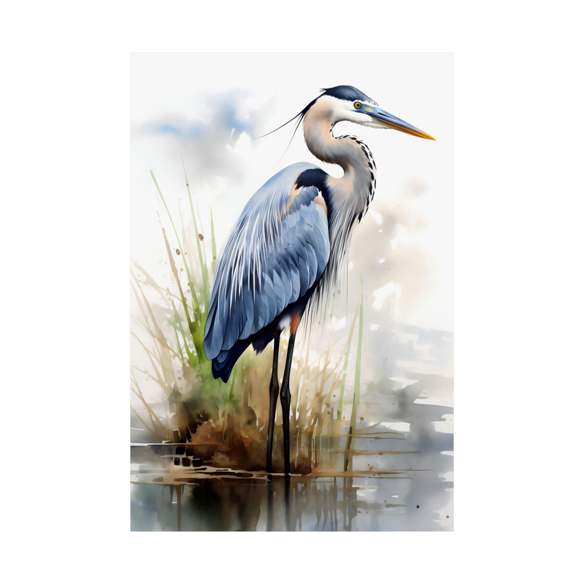 Watercolor Blue Heron 2 Matte Print - Etsy