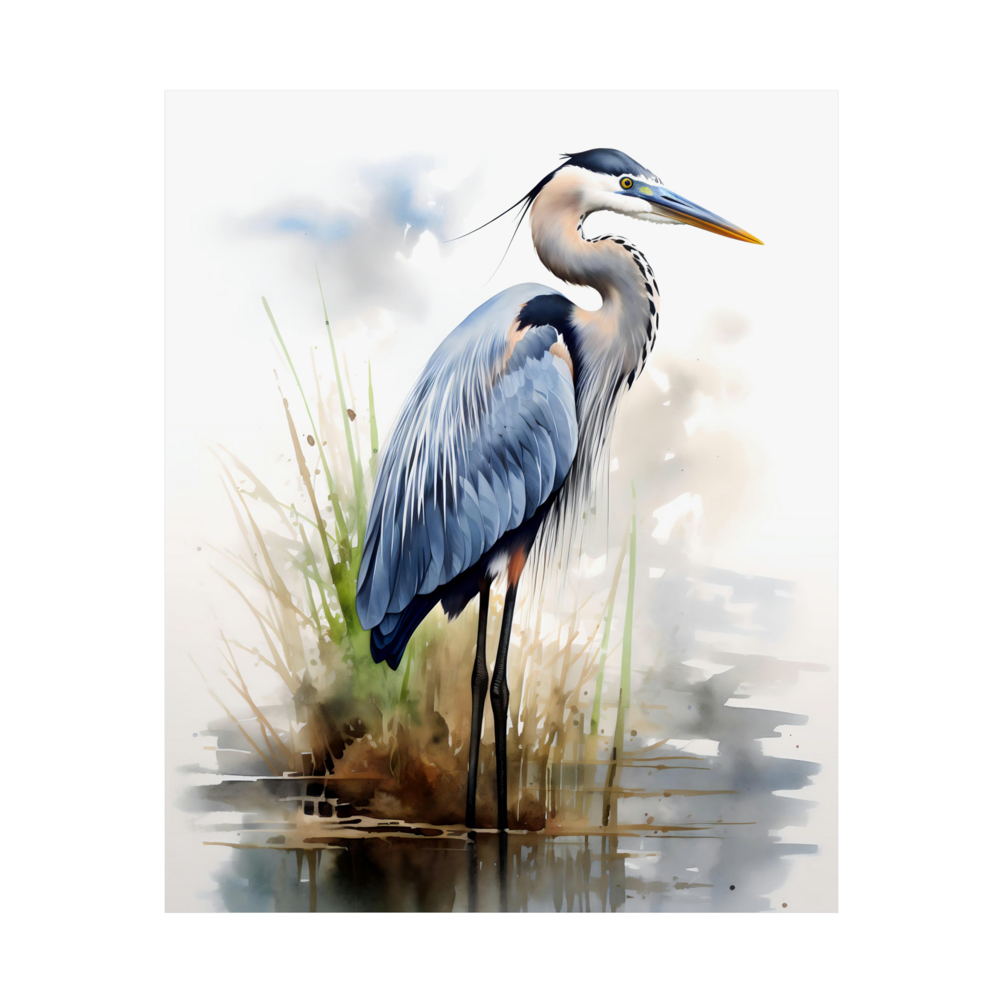 Watercolor Blue Heron 2 Matte Print - Etsy