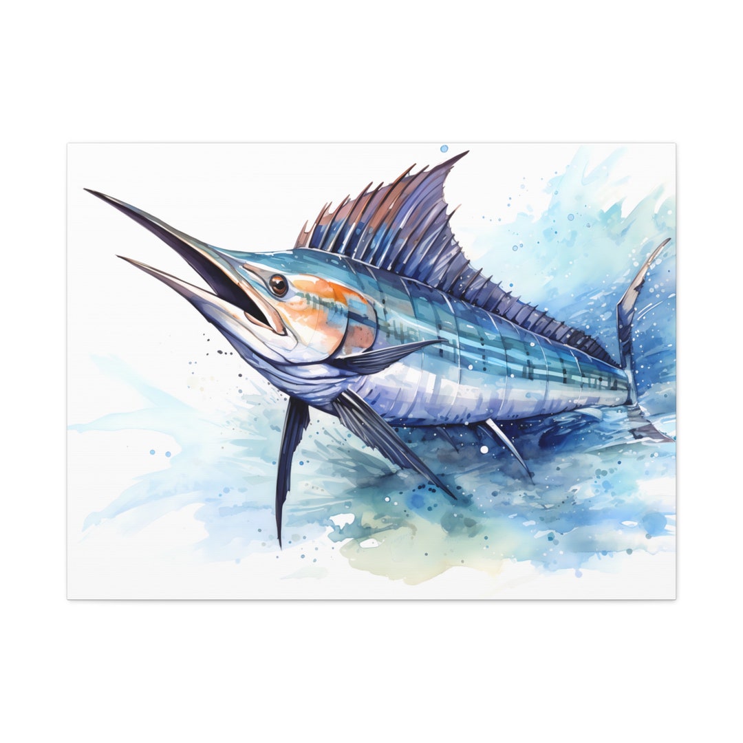 Watercolor Marlin Canvas - Etsy