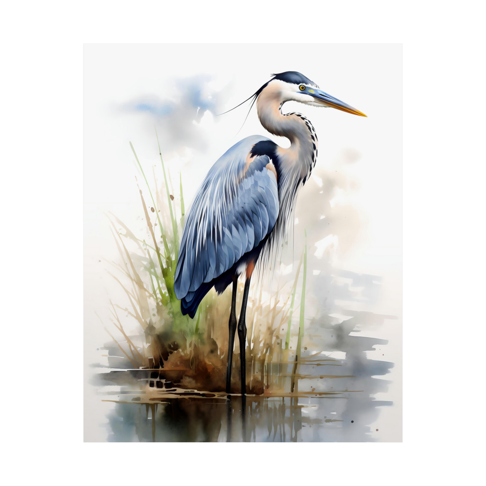 Watercolor Blue Heron 2 Matte Print - Etsy