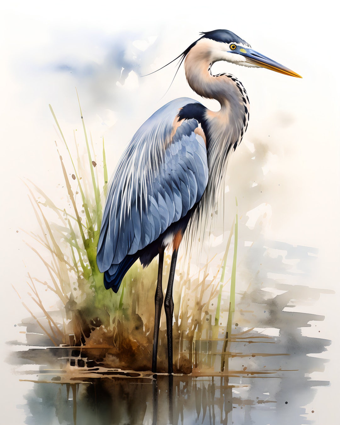 Watercolor Blue Heron Mirror Digital Download - Etsy