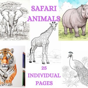 Printable Colouring Pages Instant Download 25 Fun Animals Wild - Etsy