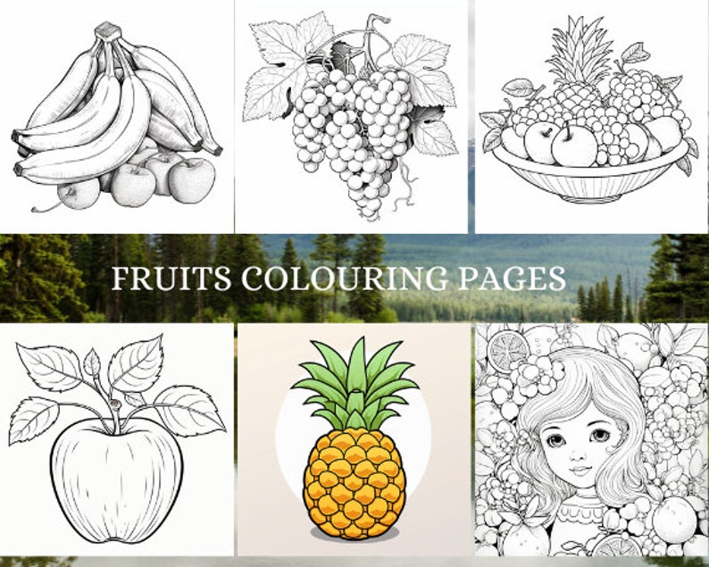 Fruit Colouring Pages Printable Colouring Pages for Kids 15 Individual ...
