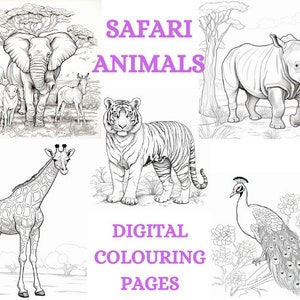 Printable Colouring Pages Instant Download 25 Fun Animals Wild - Etsy