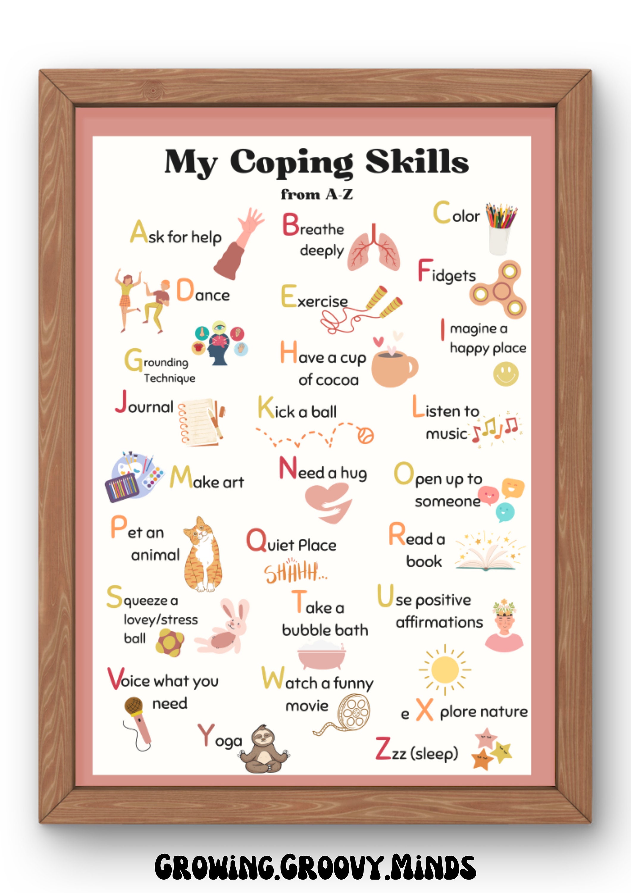 Coping Skills Alphabet Poster - Etsy