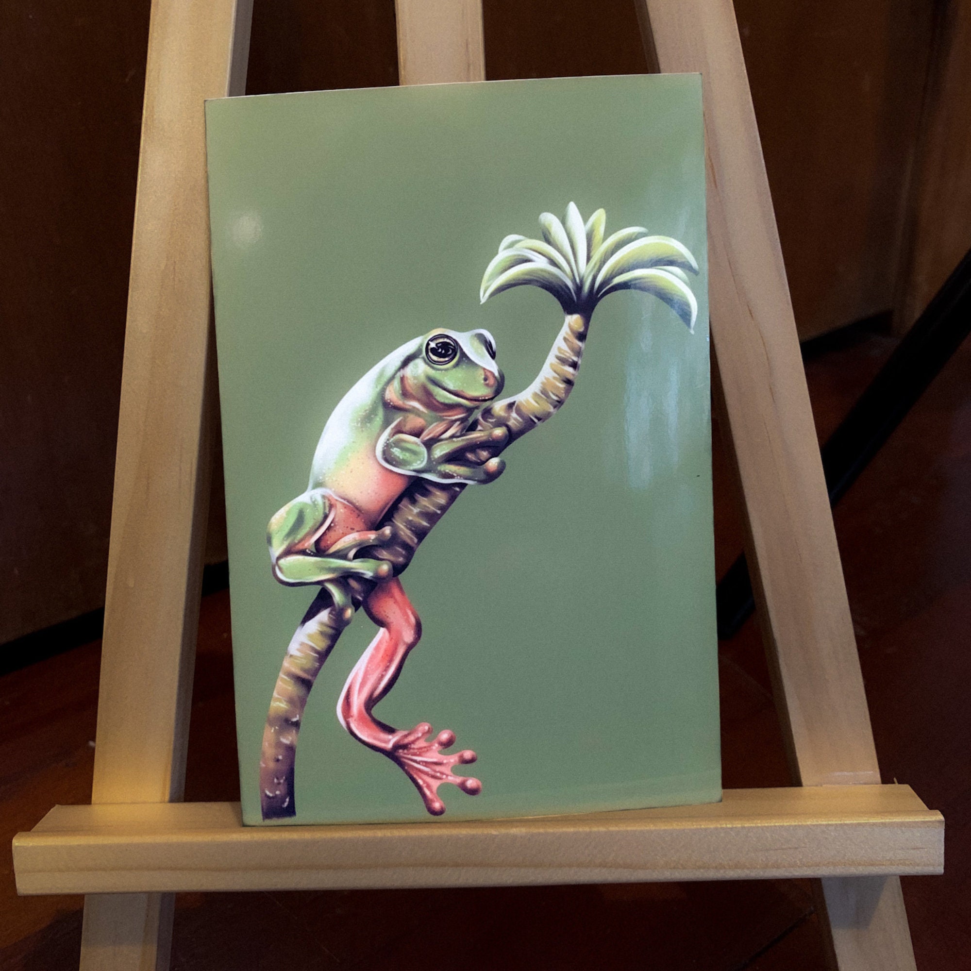 Frog Frank the Frog in A Tree Glossy Mini Art Print 4 X 6 Cute Wall Art ...