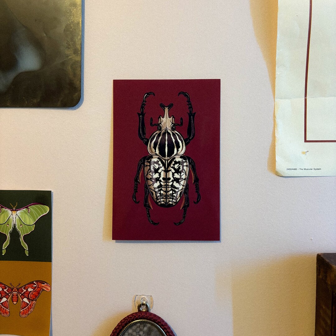 Bug Death Metal Goliath Beetle Mini 4’ X 6’ Glossy Art Print Handmade ...