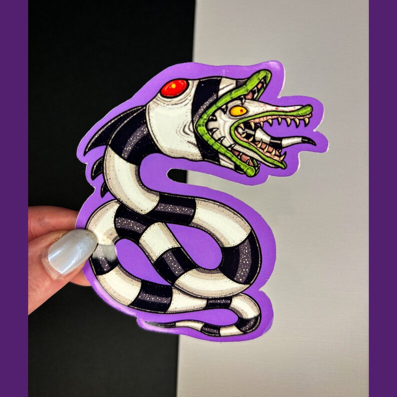 Beetlejuice Sandworm Glossy Die Cut Vinyl Handmade Colourful Horror ...