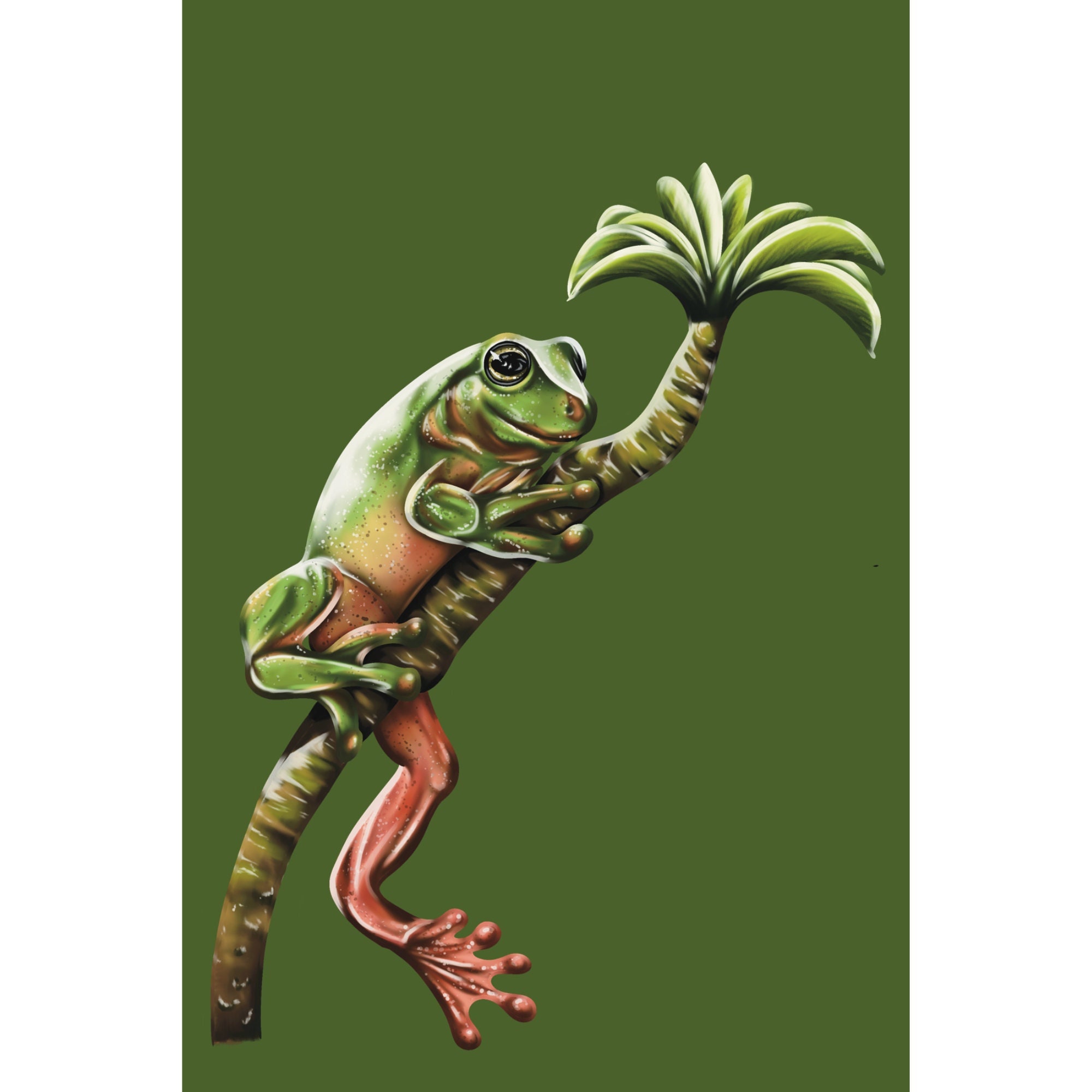 Frog Frank the Frog in A Tree Glossy Mini Art Print 4 X 6 Cute Wall Art ...