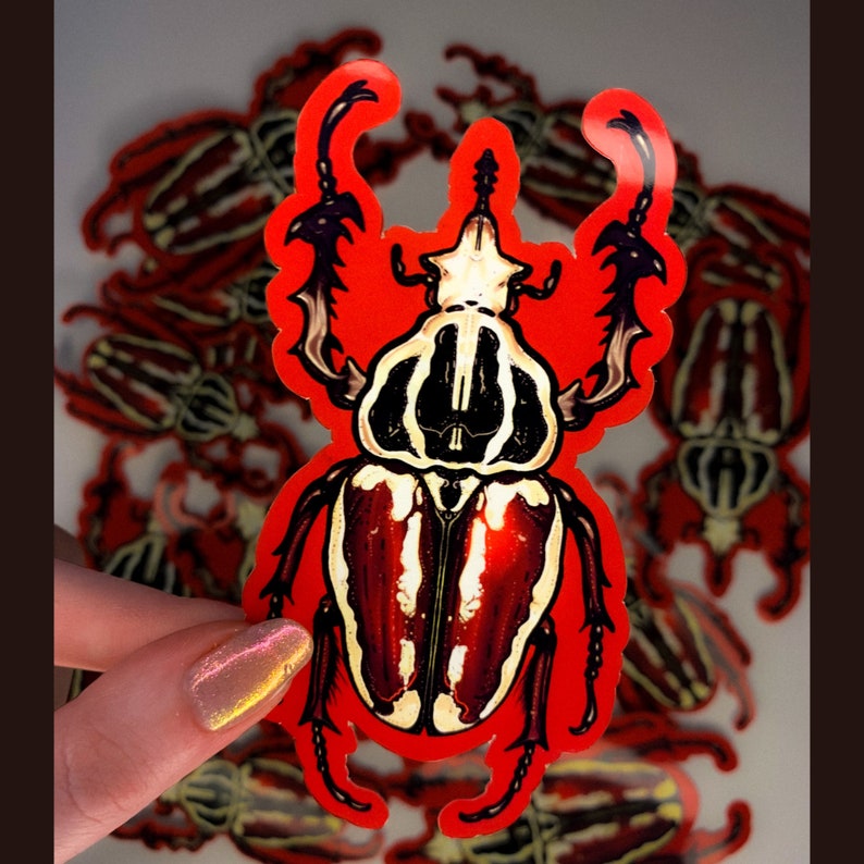 Bug Goliath Beetle Glossy Die Cut Vinyl Handmade Red Insect Sticker - Etsy