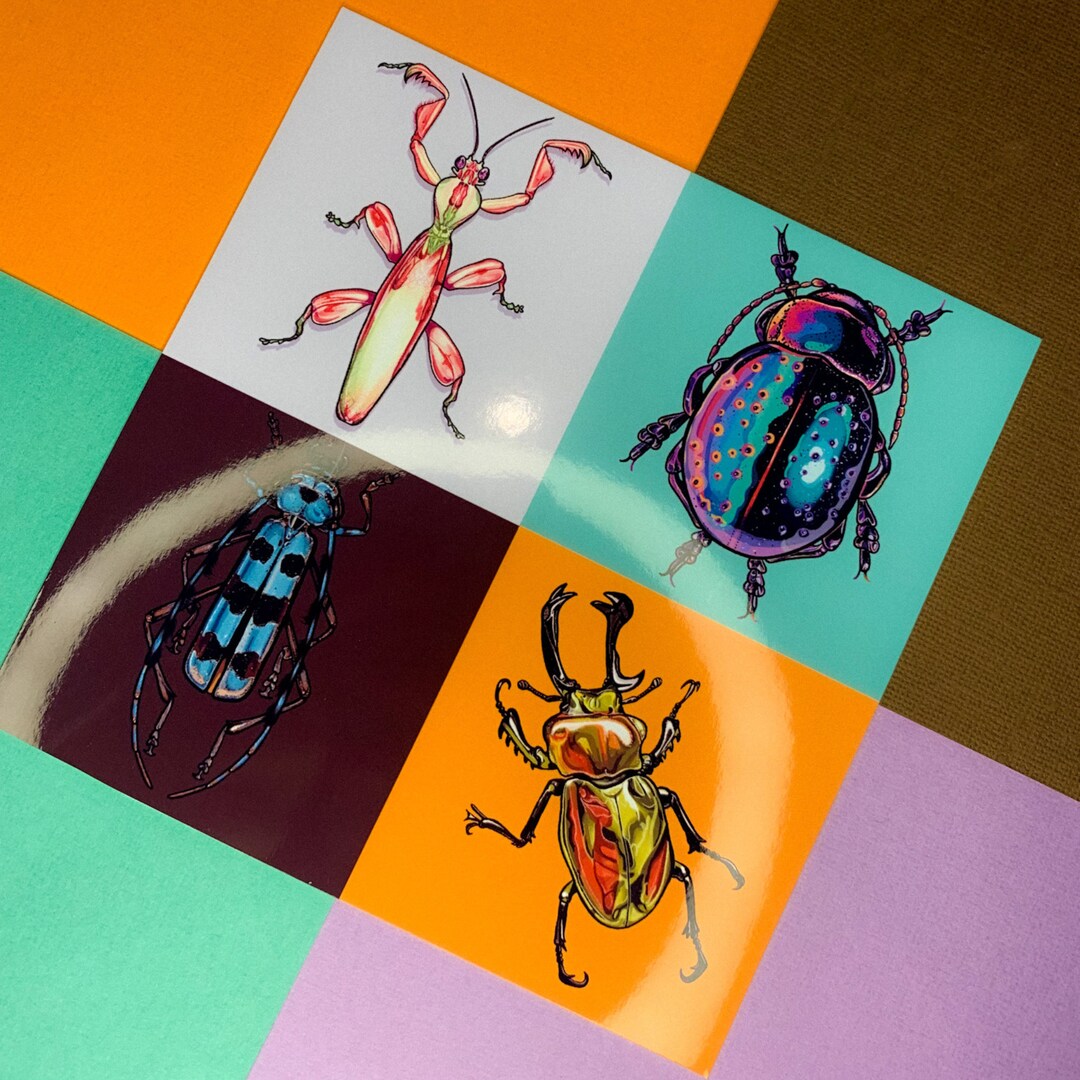 Funky Bug Art Print: Retro Insect Collage (140mm) - Etsy