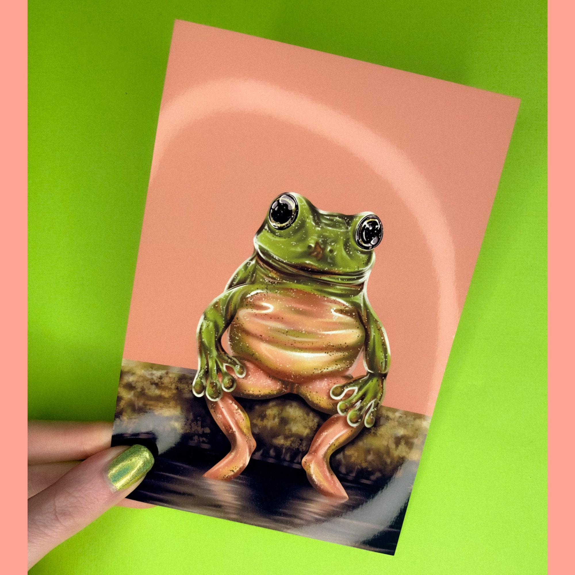 Frank the Frog Art Print: Funny Frog on Log, Glossy 4x6 - Etsy