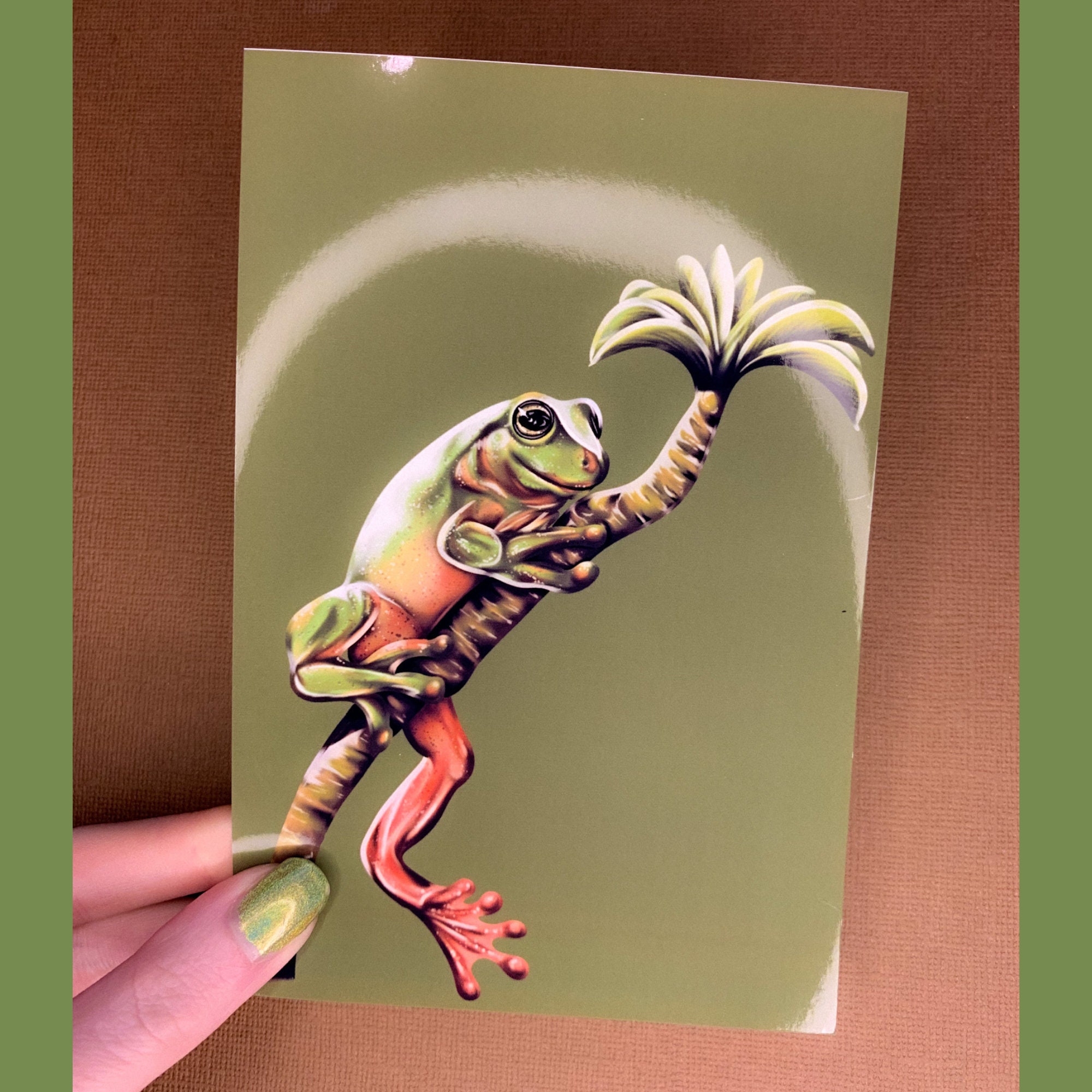 Frog Frank the Frog in A Tree Glossy Mini Art Print 4 X 6 Cute Wall Art ...