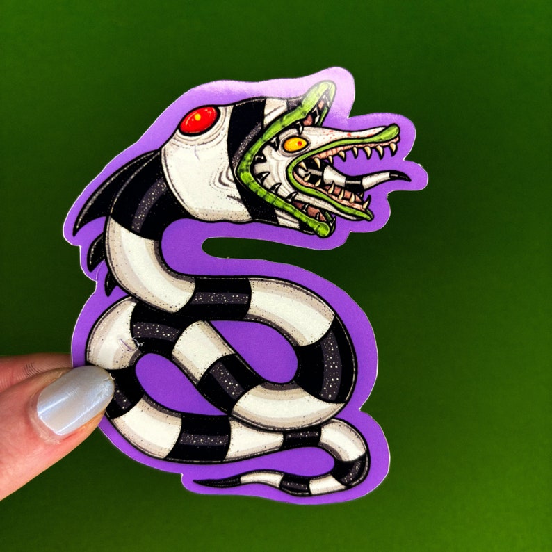Beetlejuice Sandworm Glossy Die Cut Vinyl Handmade Colourful Horror ...