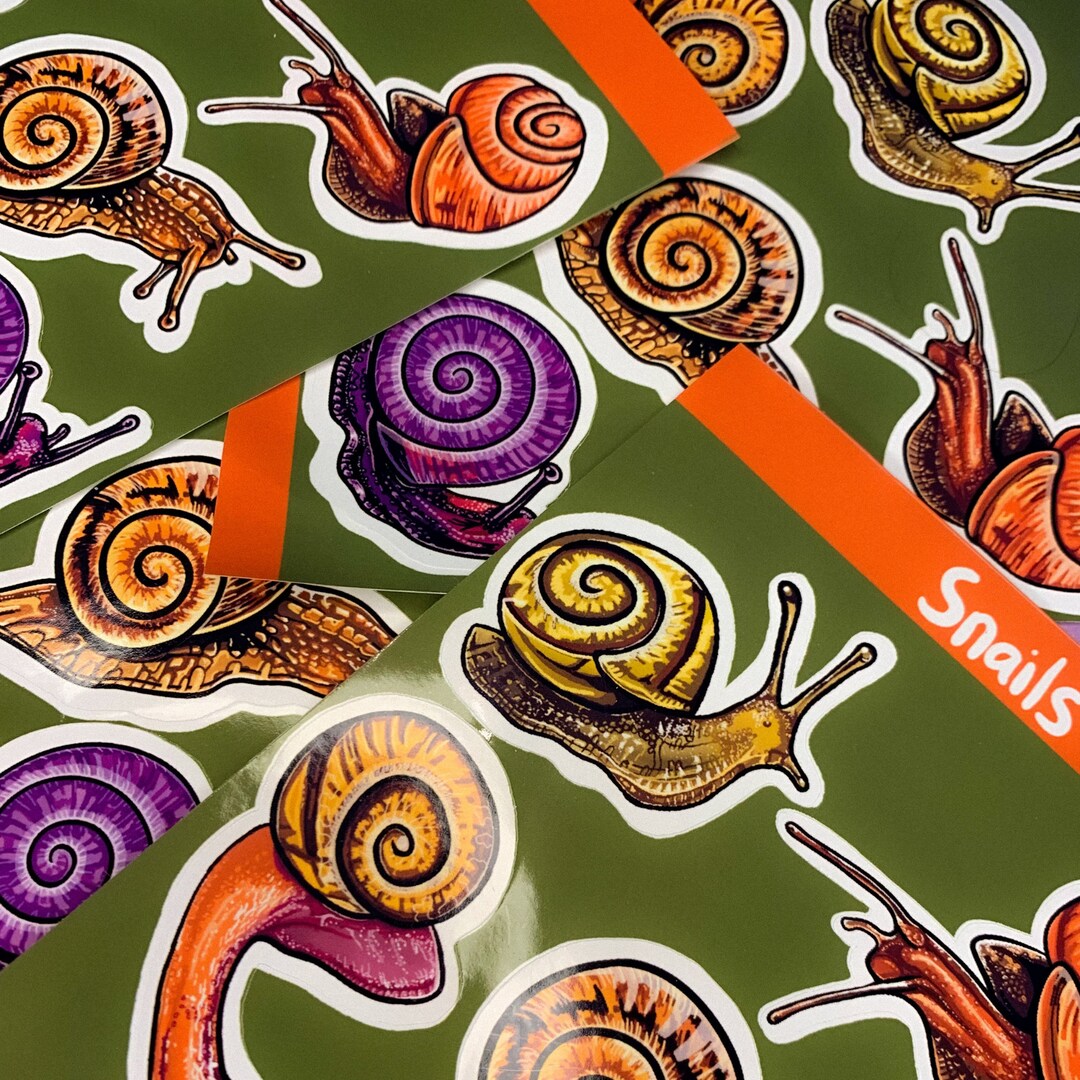 Sticker Sheet Funky Cute Snail Kiss Cut Vinyl Handmade Stickers - Etsy