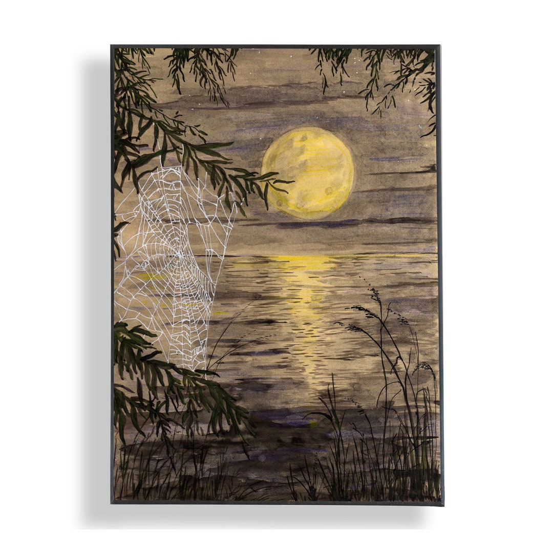 Moon Ink Drawing Print From an Original Drawing Art Print Landscape ...