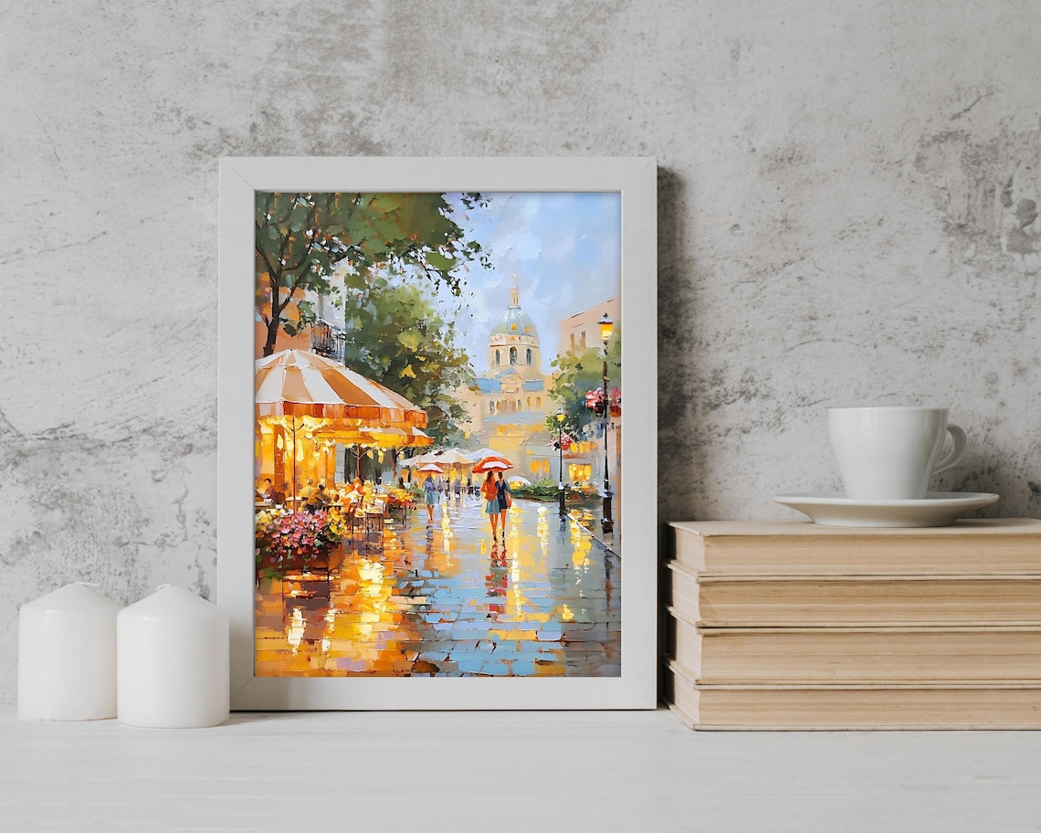 Rainy Evening in Paris Art Print: Impressionist Café Scene - Etsy