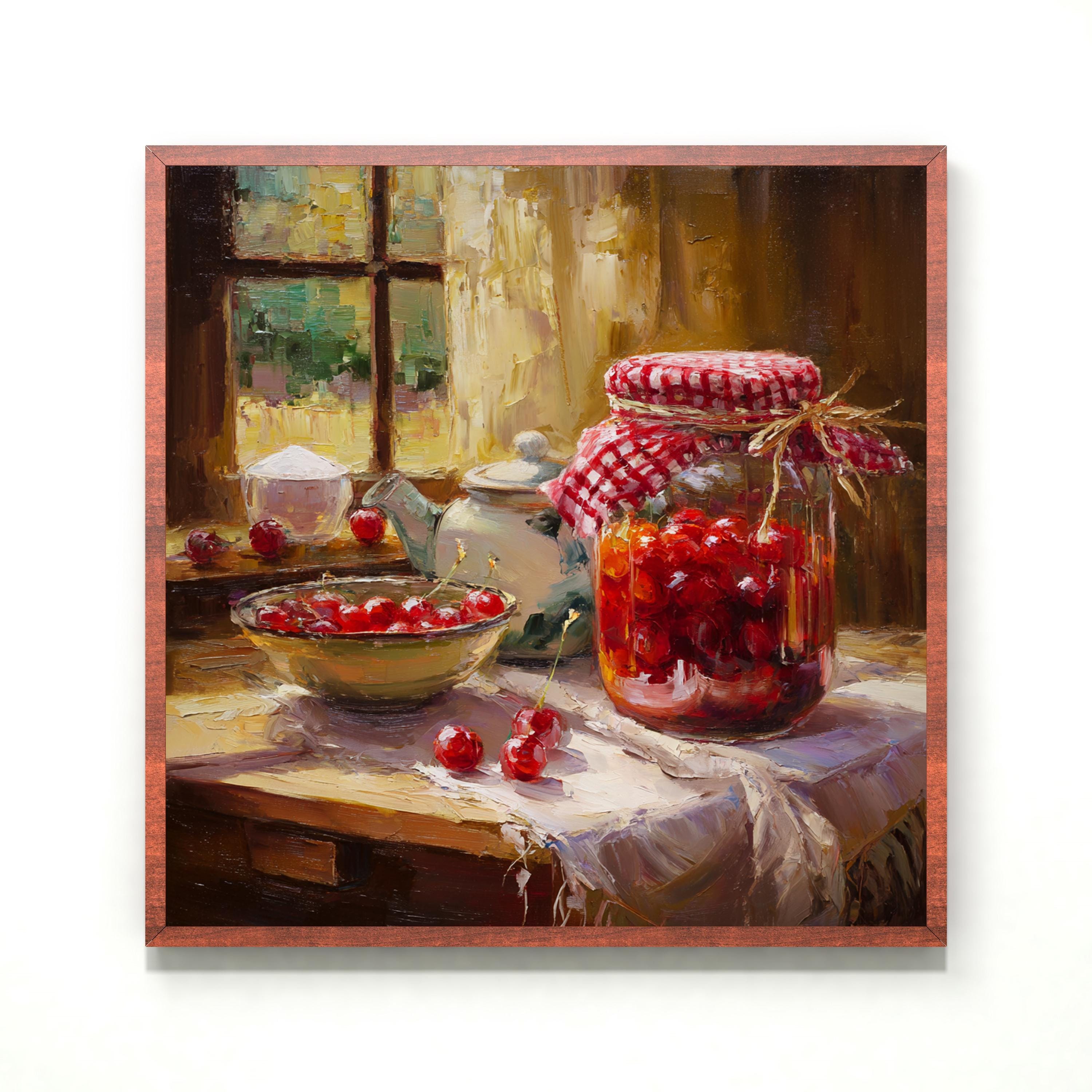 Rustic Cherry Still Life Wall Art, Oil Painting Art Print - Etsy