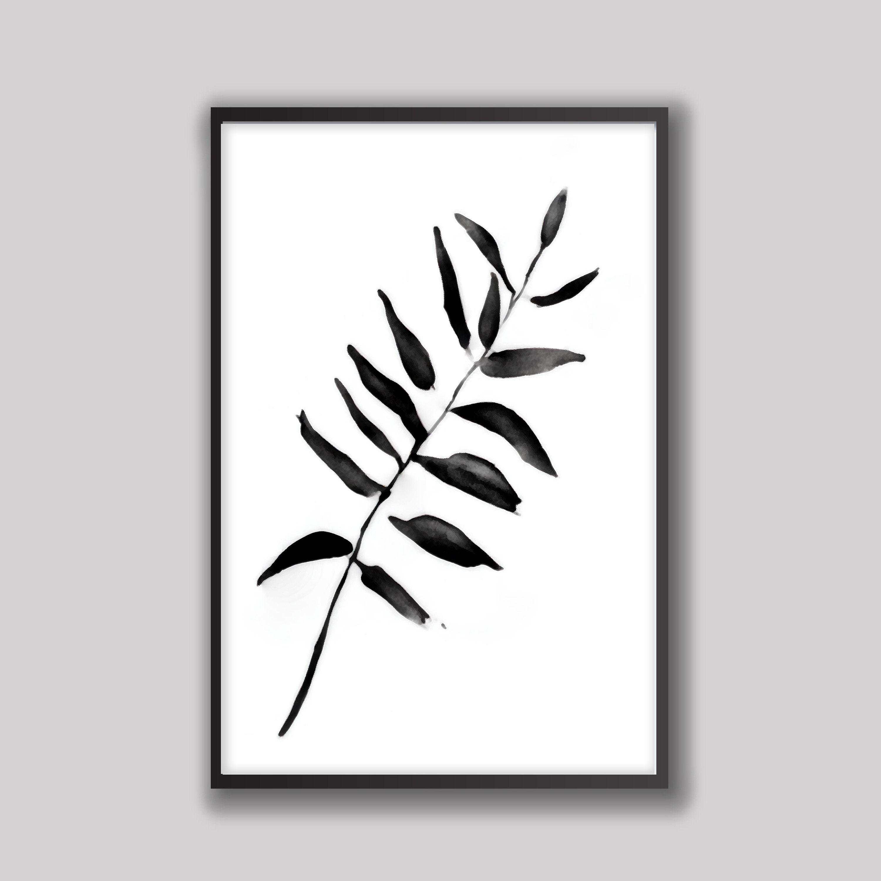 Poster Small Tree Branch, Black and White Watercolor Painting, Art ...