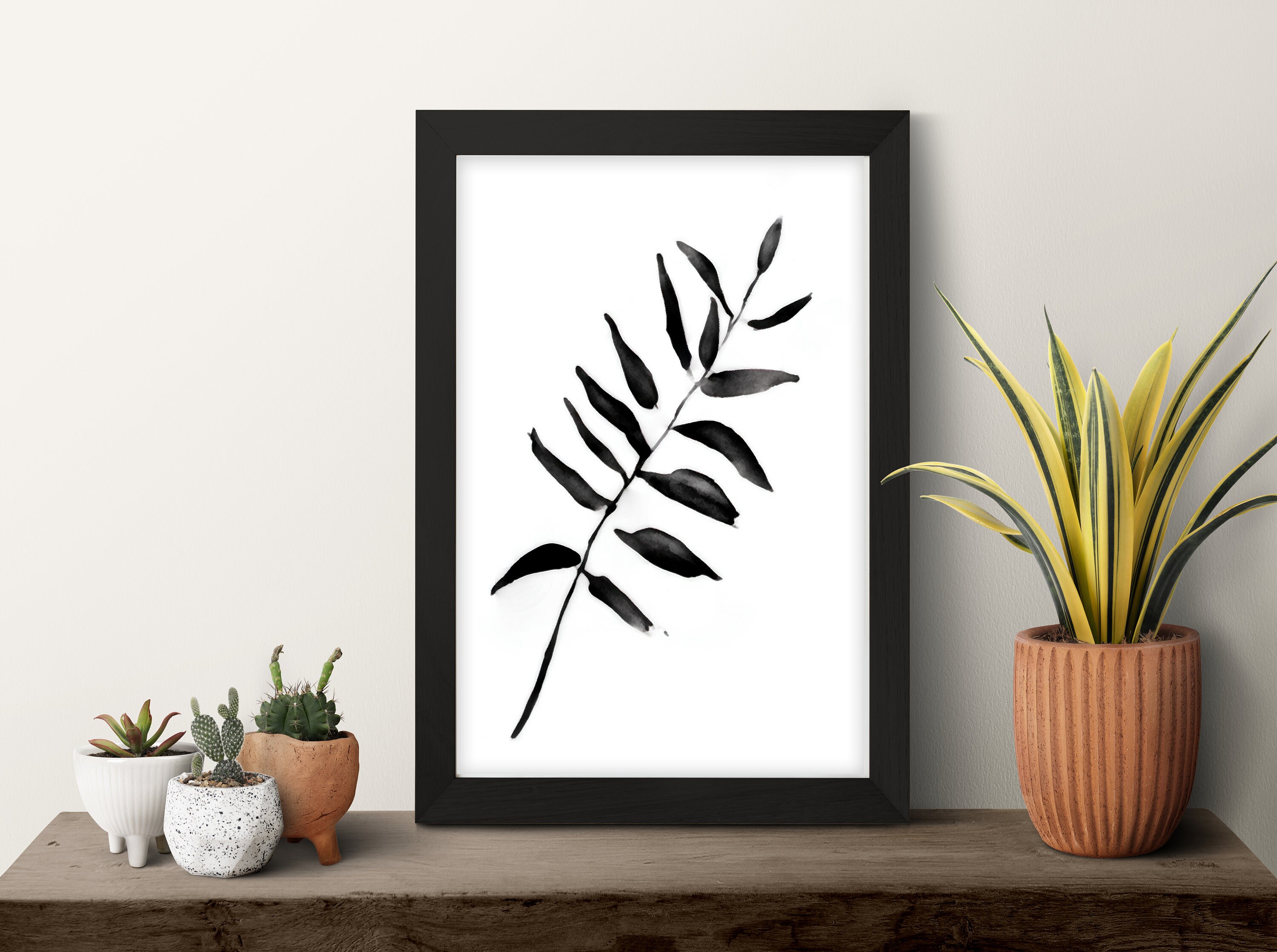 Poster Small Tree Branch, Black and White Watercolor Painting, Art ...