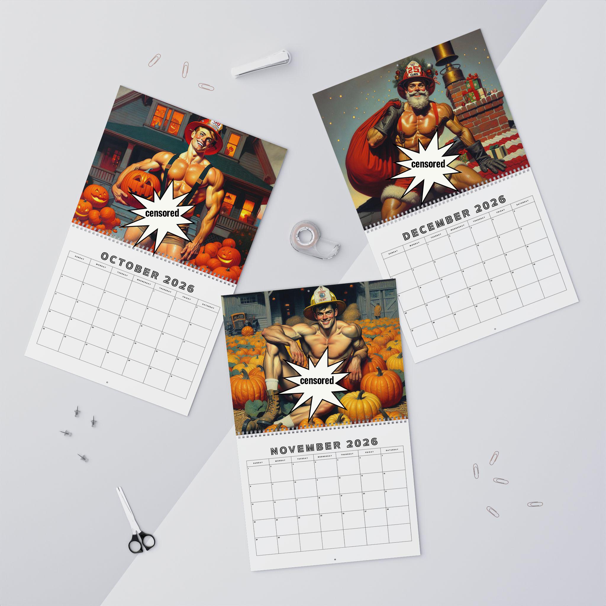 2026 Vintage Men Firefighter Calendar, Vintage Art, Gay Calendar ...