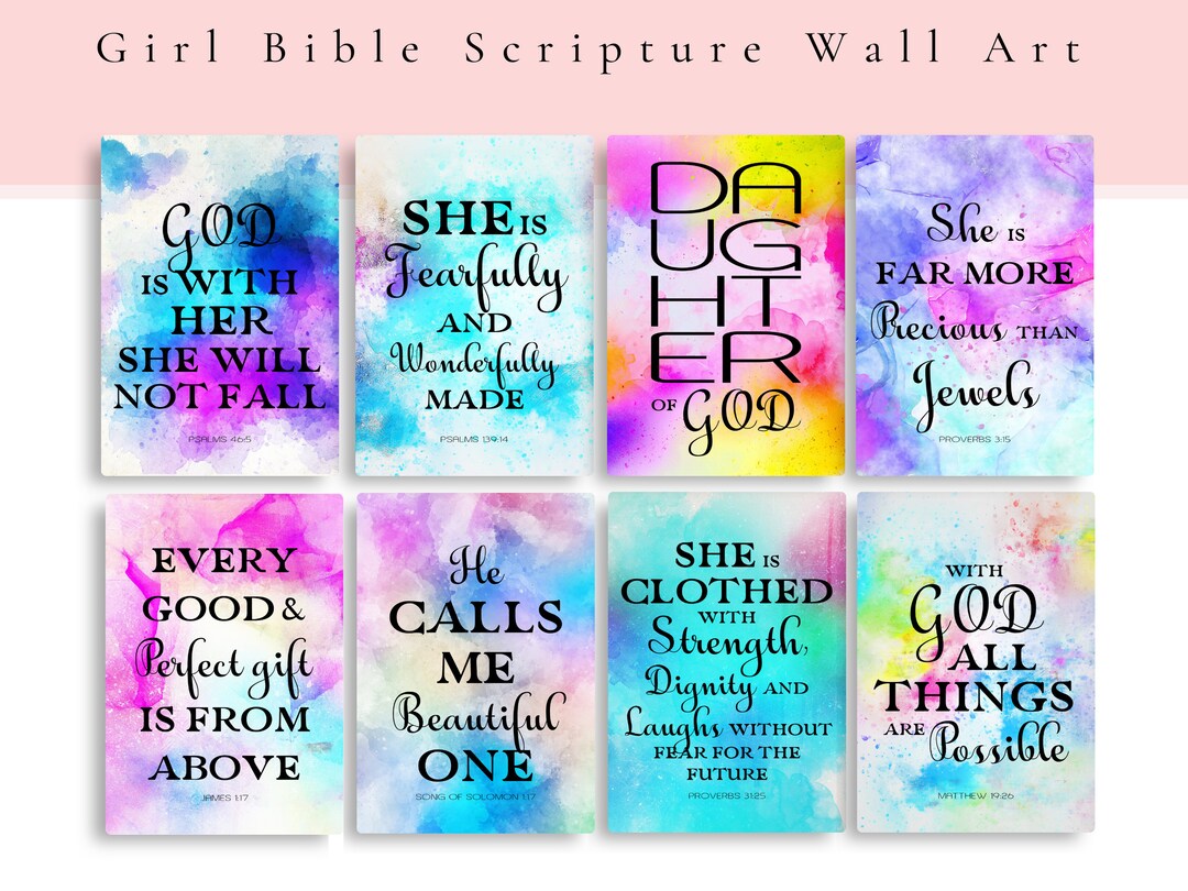 Girl Bible Wall Art Printables, Scripture Verse Print, Simplistic ...
