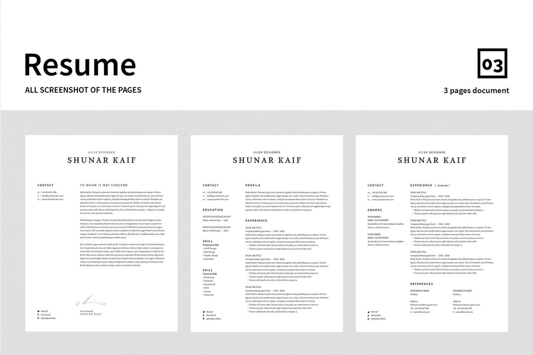 Elegant Resume Template | Minimalist CV Template | Stylish Cover Letter ...