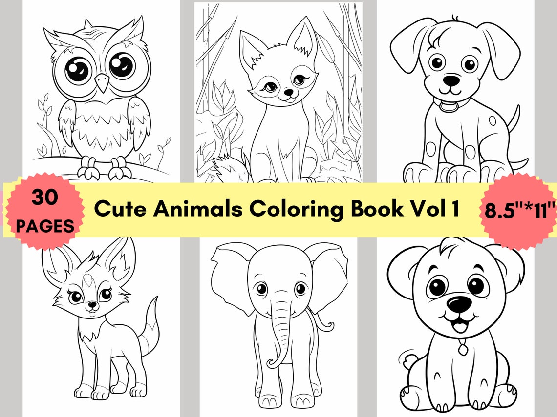 Cute Animals Coloring Pages for Kids Printables With Cover Animal ...