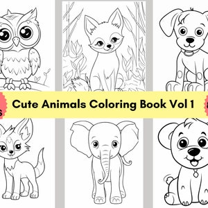 Cute Animals Coloring Pages for Kids Printables With Cover | Animal ...