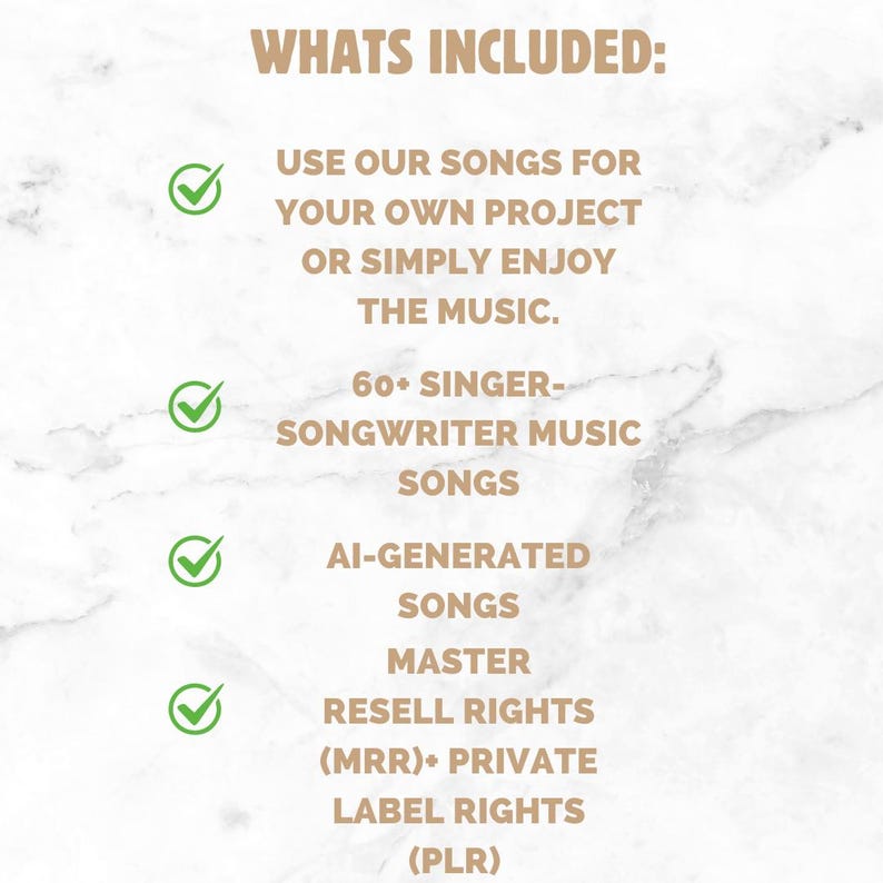 62 Ai-generated Singer-songwriter Songs, MRR, Master Resell Rights ...