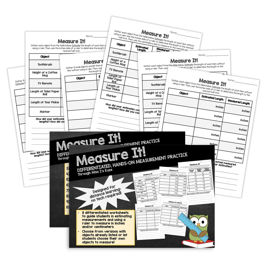 Measurement Practice Worksheets, Printable Measuring Activity, Inches ...