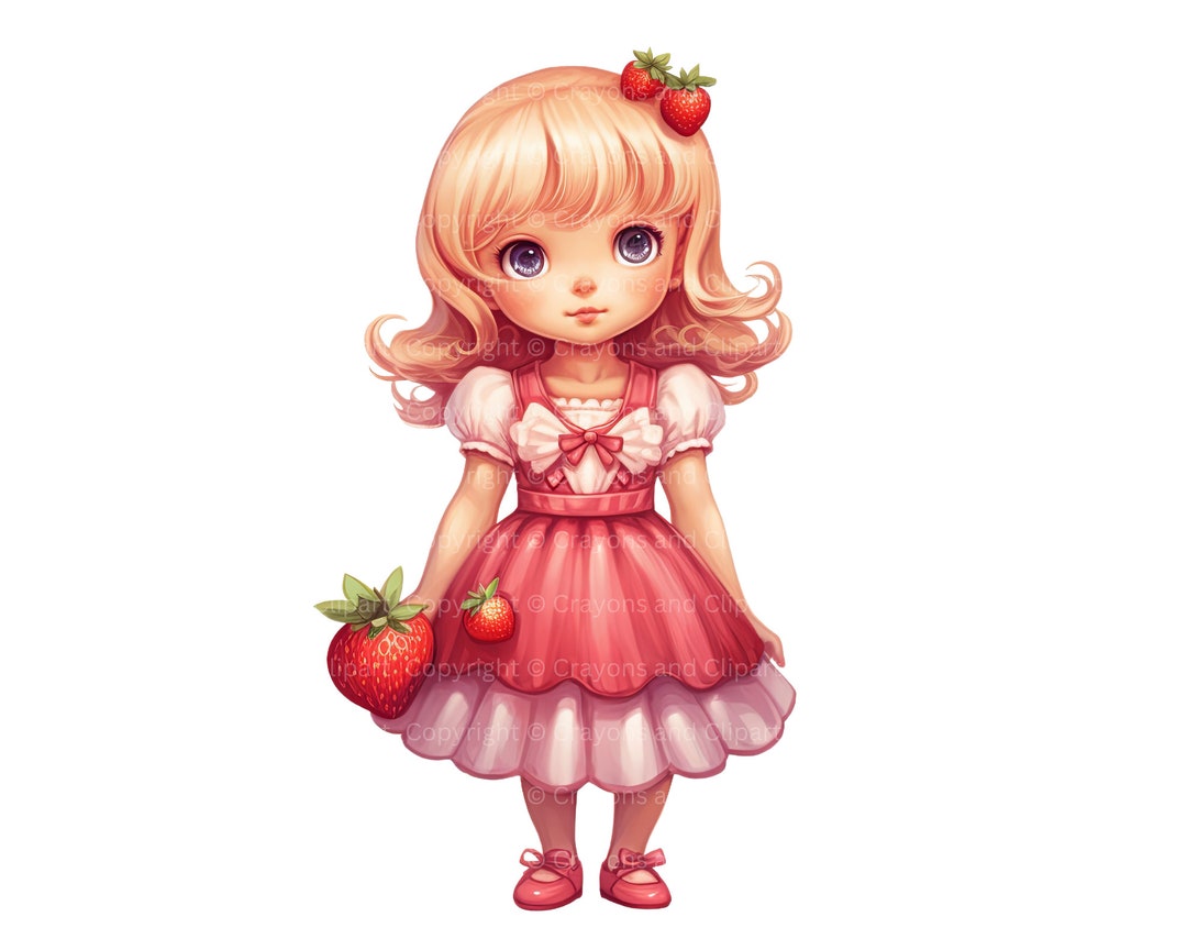 8 Strawberry Baby Girl Clipart Strawberry Baby Shower Commercial Use ...