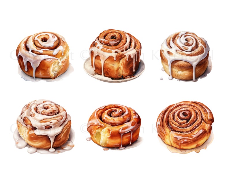 Cinnamon Roll Clipart Cinnamon Roll PNG Dessert Clipart - Etsy