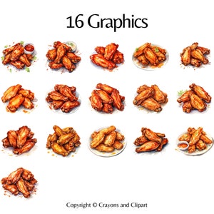 Chicken Wing Clipart Instant Download Commercial Use Watercolor Chicken ...
