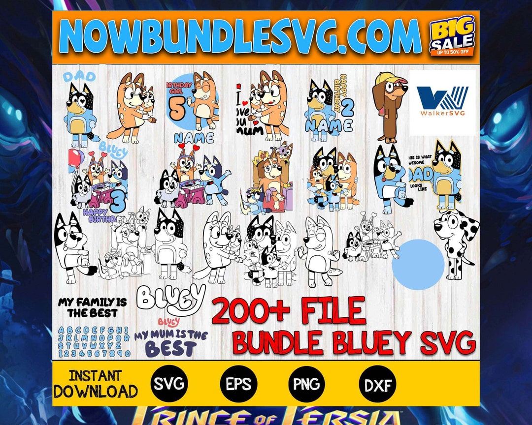 Hot Bluey svg Bluey Bundle svg dxf eps png 200 Datei Bluey - Etsy.de