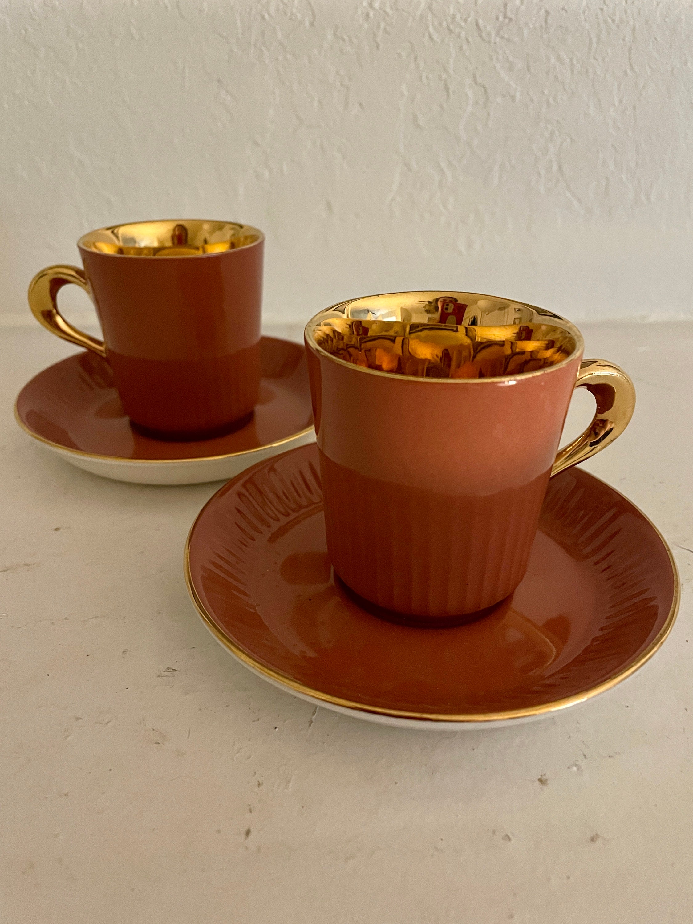 Figgjo Flint Demitasse Espresso Cups Made in Norway, Gold Plated ...