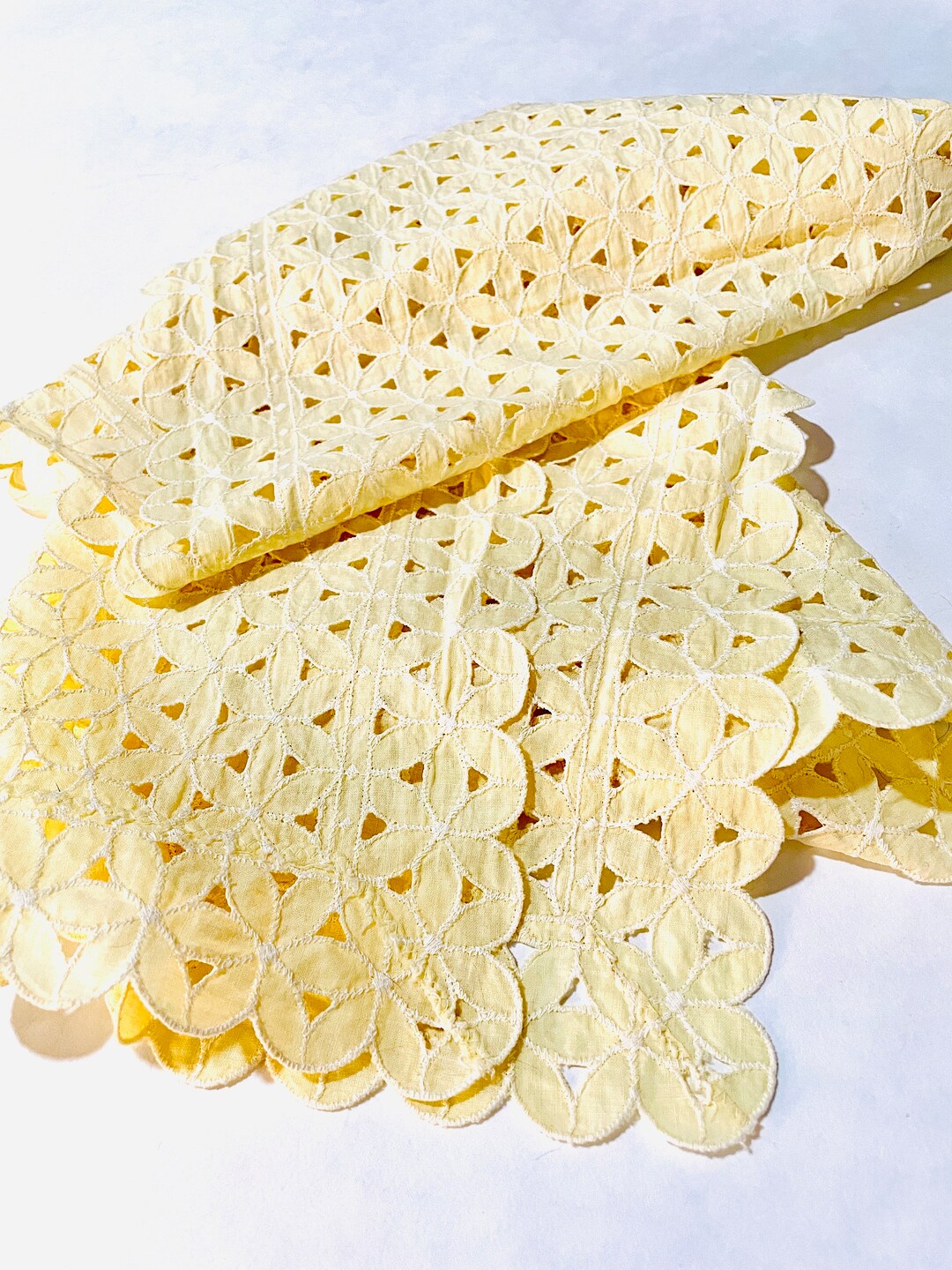 Cut Out Embroidered Pale Yellow Table Runner - Etsy