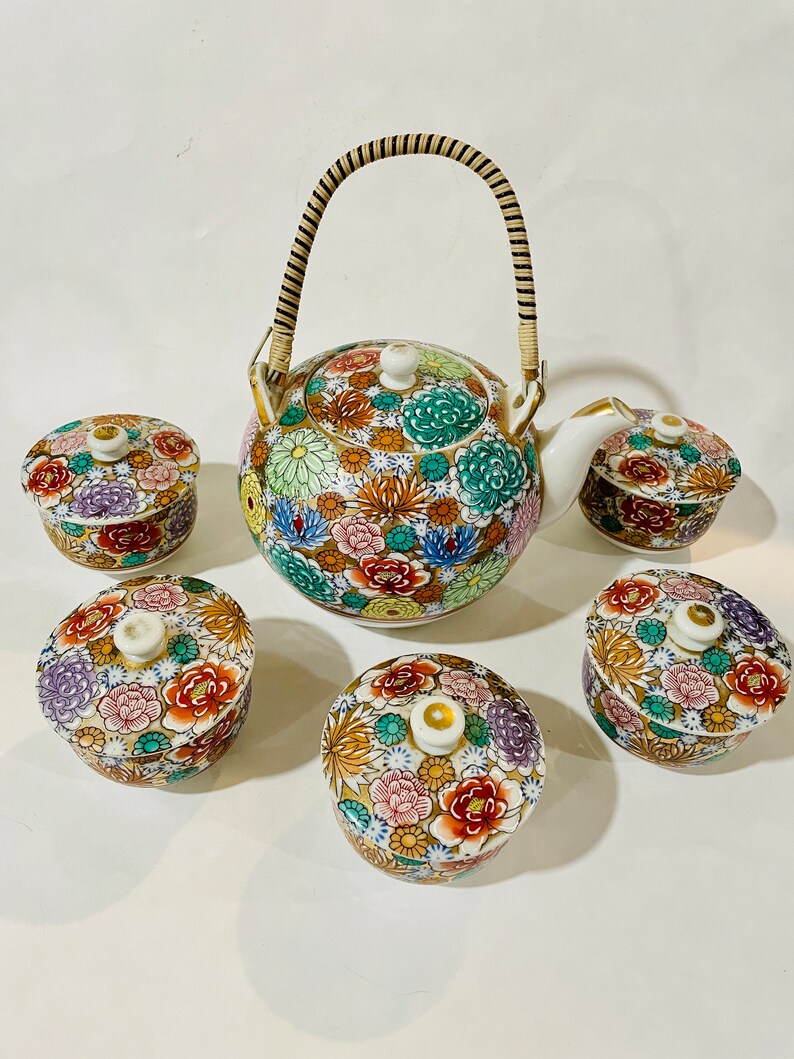 Kutani Japanese Tea Set Hanazuma Floral - Etsy