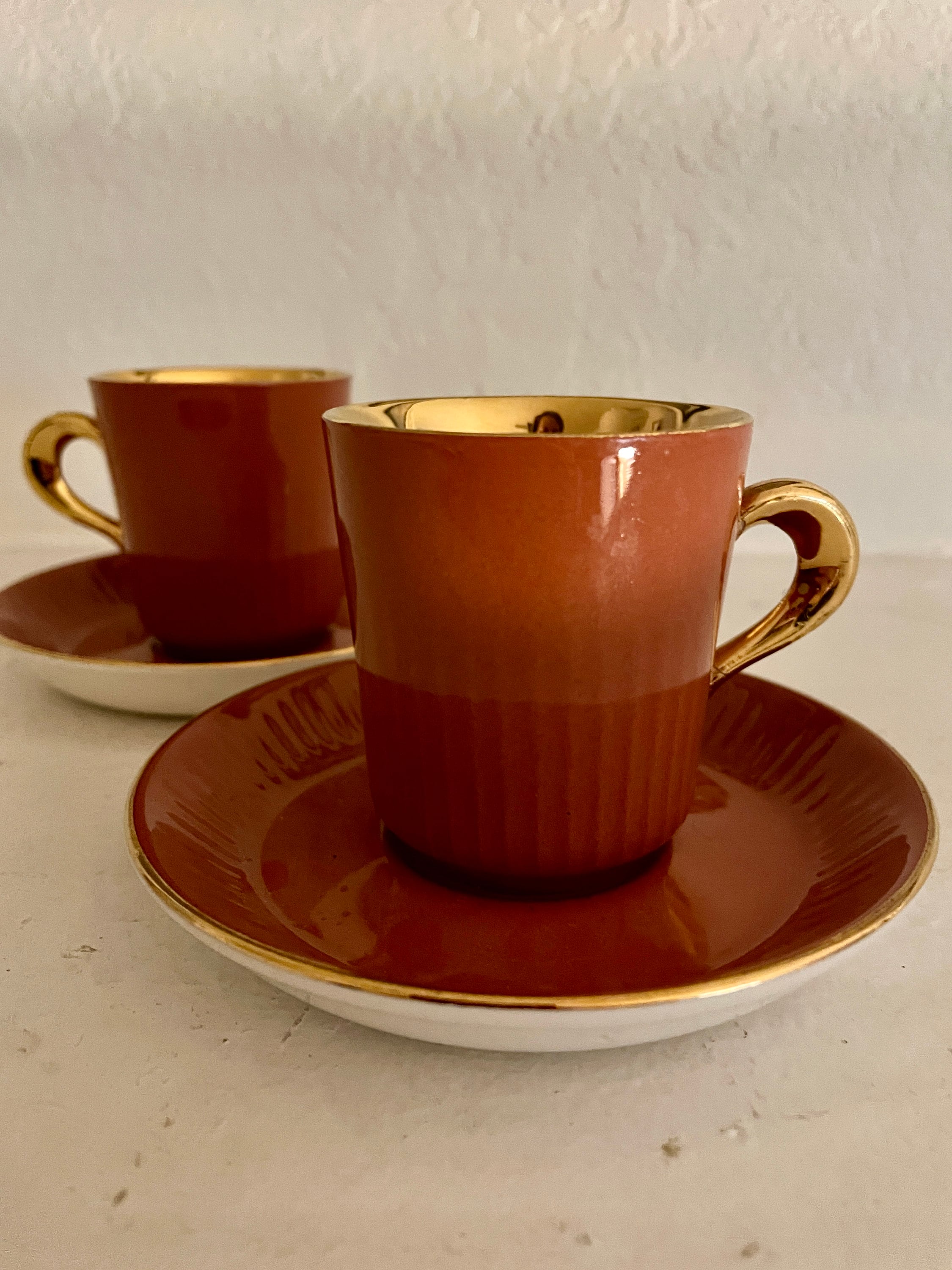 Figgjo Flint Demitasse Espresso Cups Made in Norway, Gold Plated ...