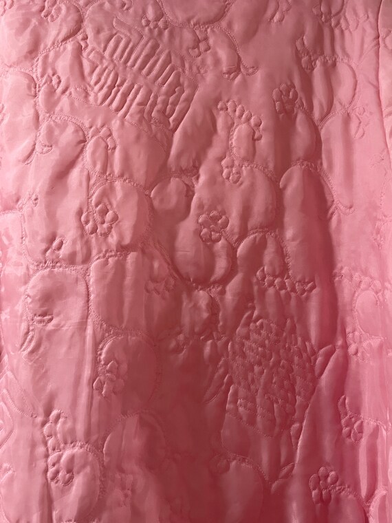 1960's Blush Pink Quilted Puff Satin Lounge Long Robe - Gem